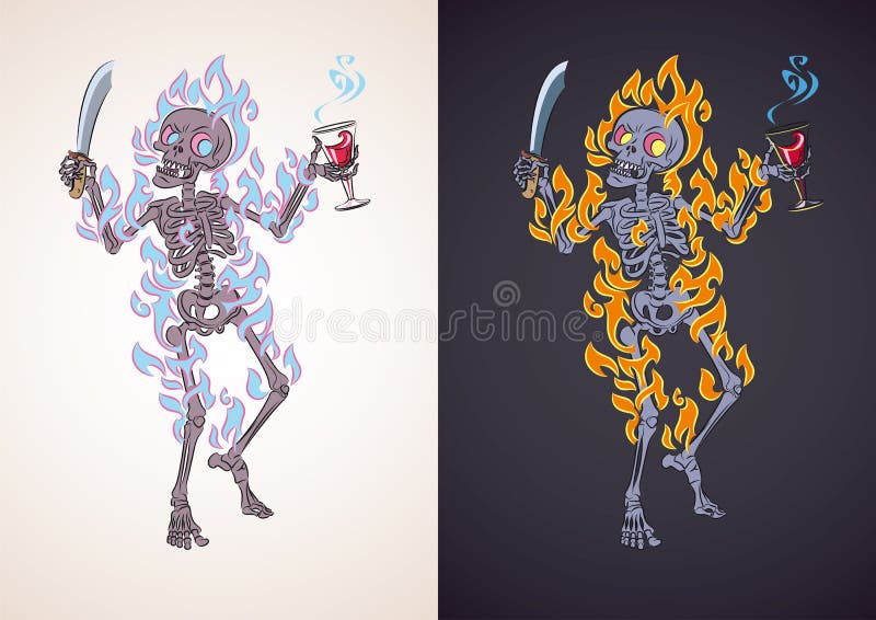 Angry skeleton in fire stock vector. Illustration of evil - 23636981