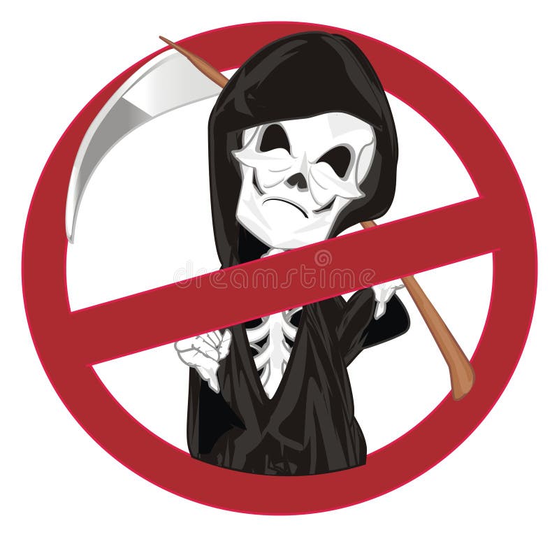 Evil skeleton on ban stock illustration. Illustration of scythe - 138464980