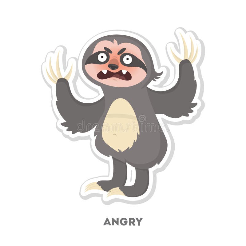 Angry Sloth Mascot stock vector. Illustration of wildlife - 115689445