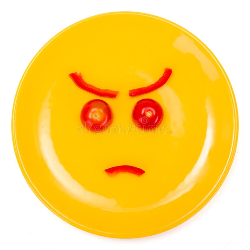 Angry Smiley Face Made on Plate Stock Image - Image of face, smiling ...