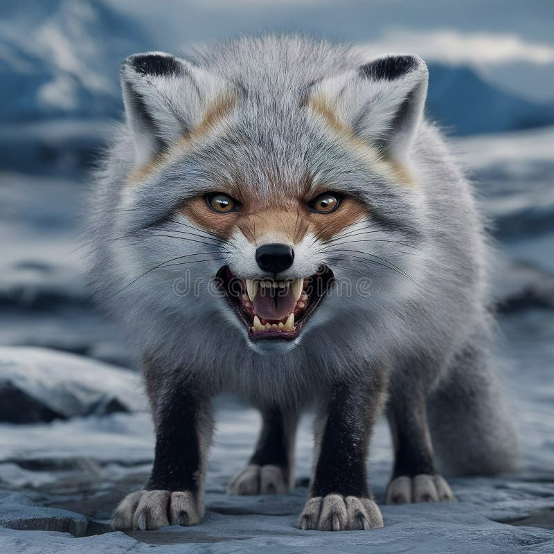 Angry snow Fox stock illustration. Illustration of foxy - 324933908