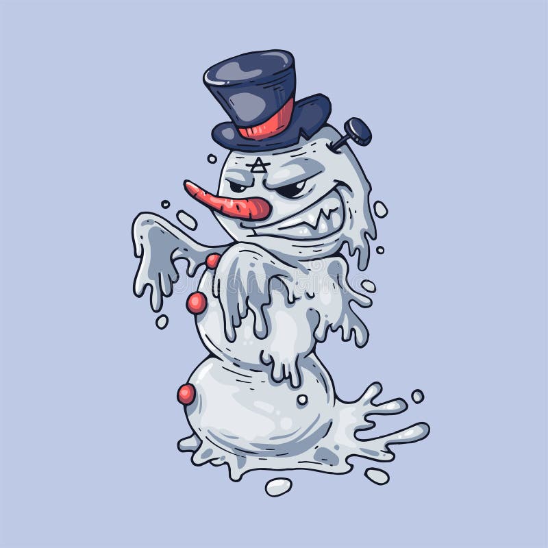Angry Snowman in a Black Hat. Creative Vector Illustration. Cartoon Art ...
