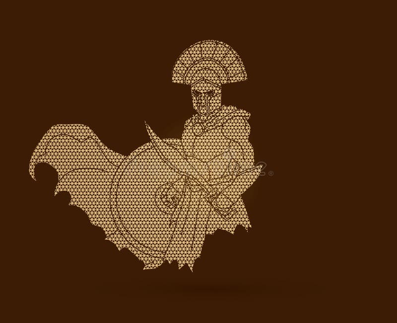 Angry Spartan Warrior with Sword and Shield Graphic Vector. Stock ...