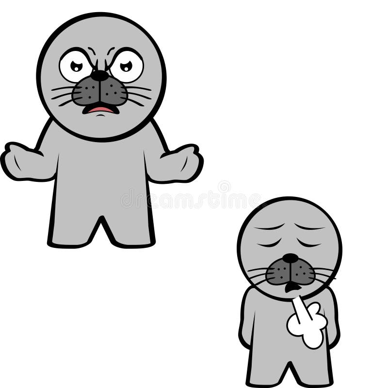 Angry Standing Chibi Seal Kid Character Cartoon Set Stock Vector ...