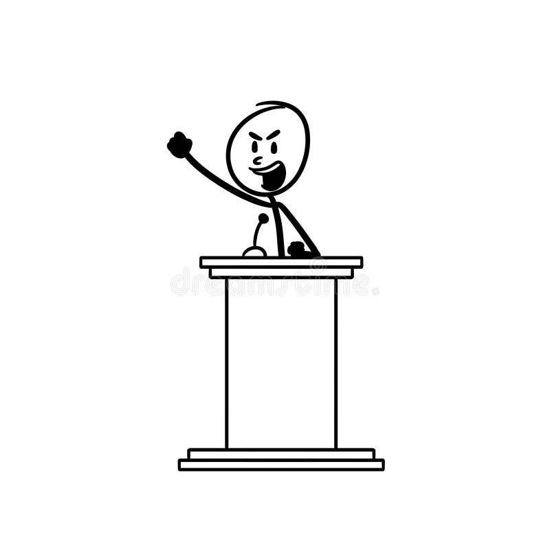 Angry Stick Figure on the Pulpit while Clenching His Fists Stock ...