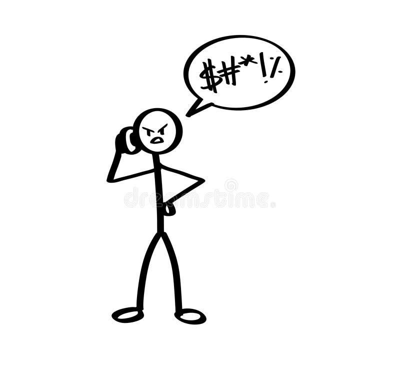 Angry Stick Man on Phone with Speech Bubble Stock Illustration ...