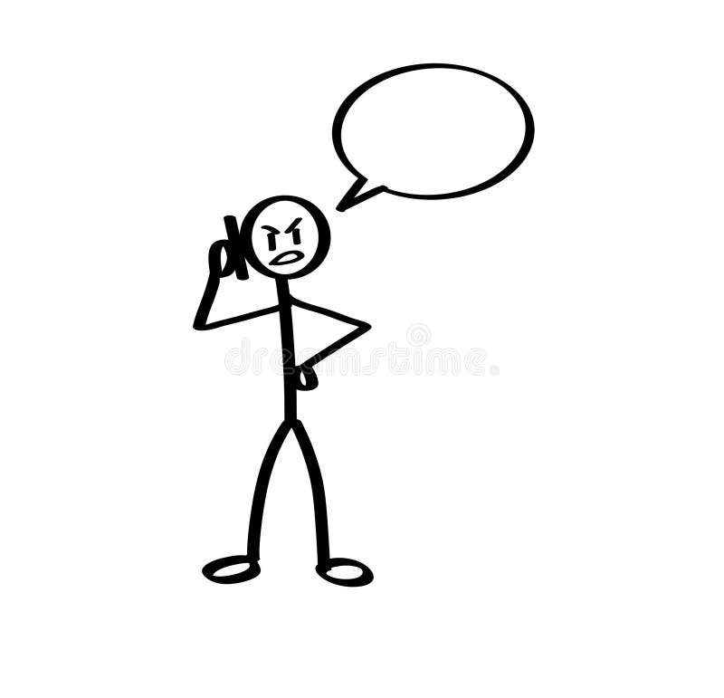 Angry Stick Man on Phone with Speech Bubble Stock Illustration ...