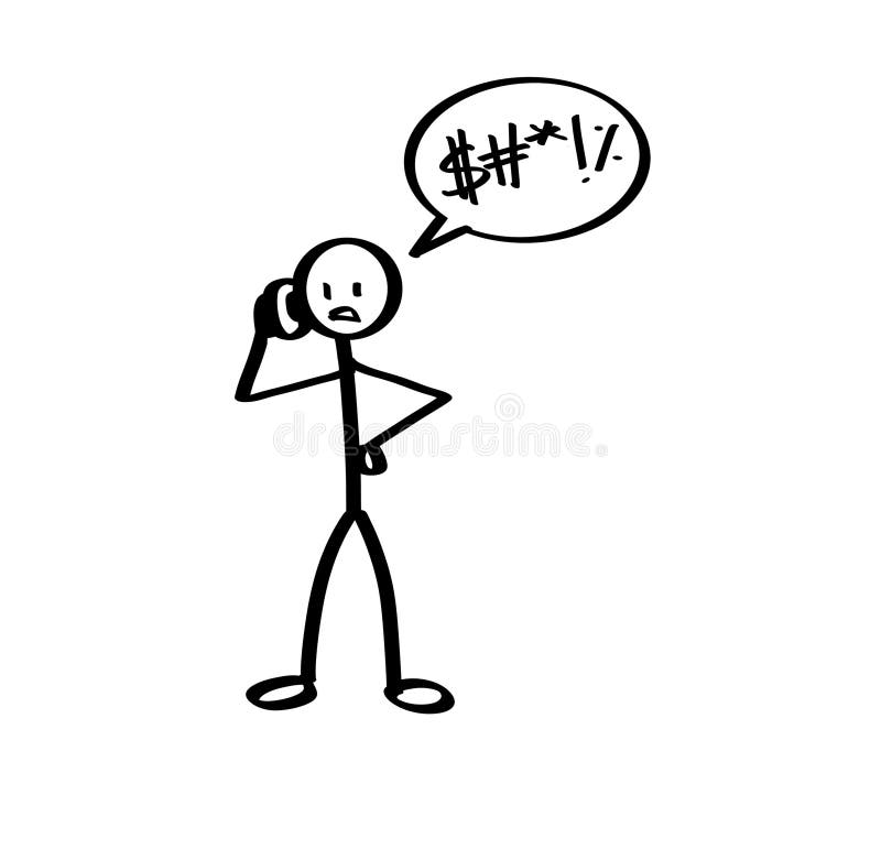Angry Stick Man on Phone with Speech Bubble Stock Illustration ...