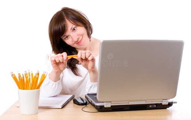 Angry, Stresses Office Worker, Breaking Pencil Stock Image - Image of ...