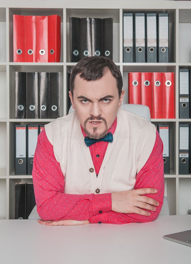 Angry Strict Boss Business Man Retro Style Stock Image - Image of ...