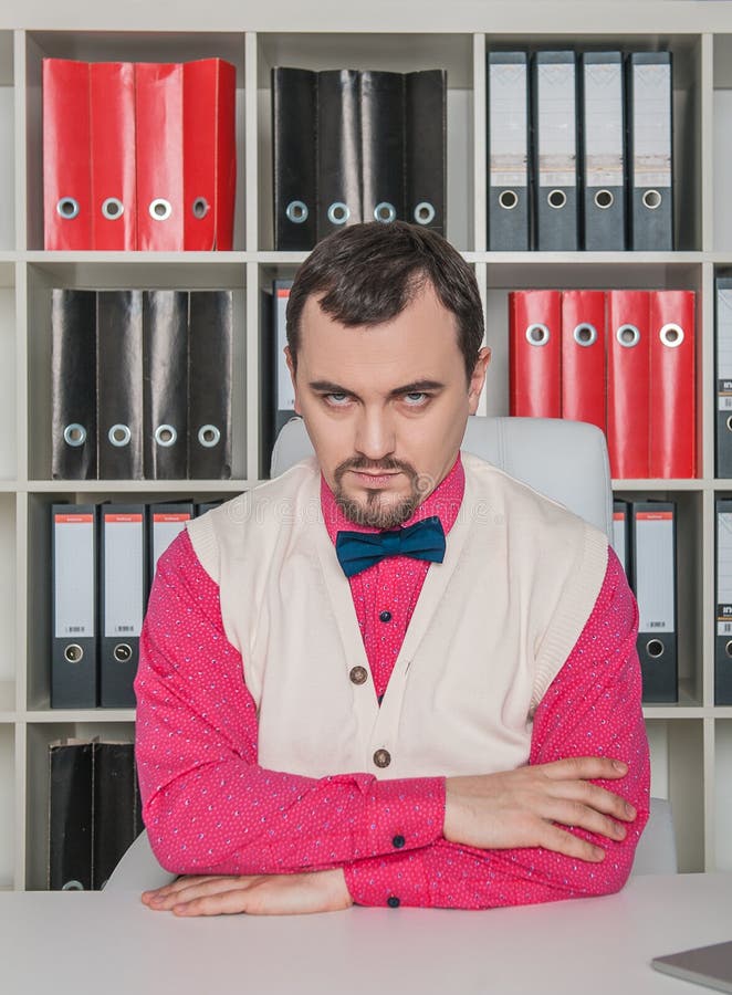 Angry Strict Boss Business Man Retro Style Stock Image - Image of ...