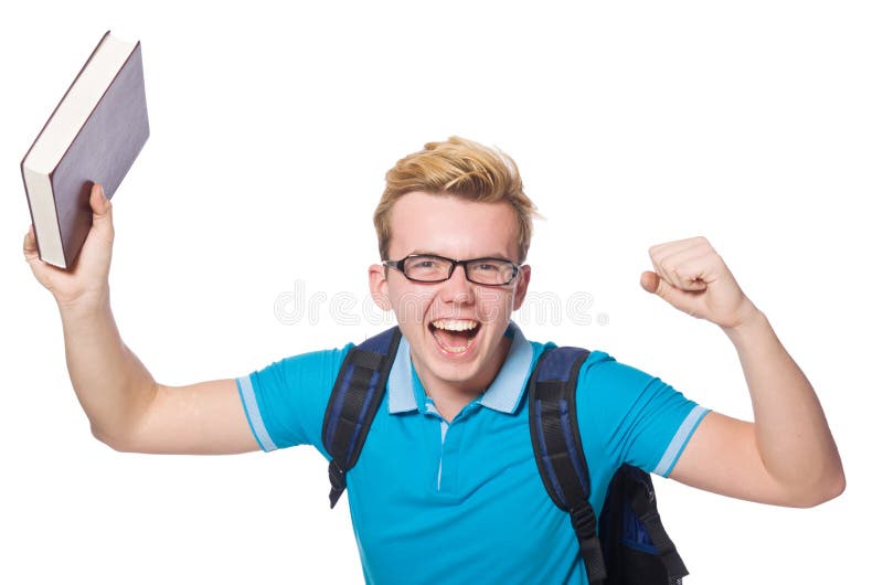 Angry Student with Books Isolated Stock Photo - Image of humour ...