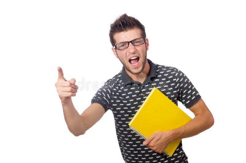 Angry Student with Books Isolated Stock Image - Image of learning, nerd ...