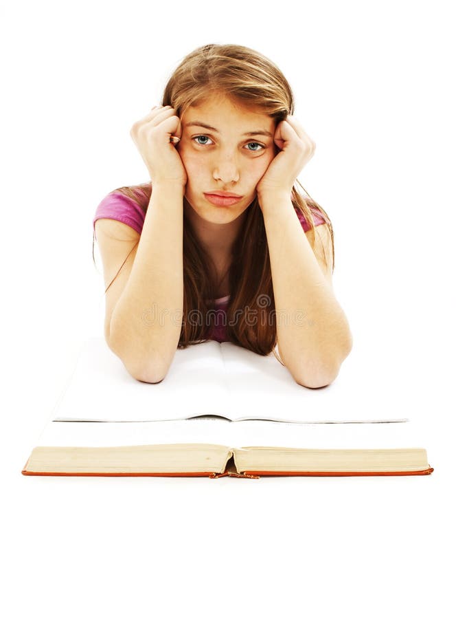 Teenage girl studying stock image. Image of hardcover - 26731317