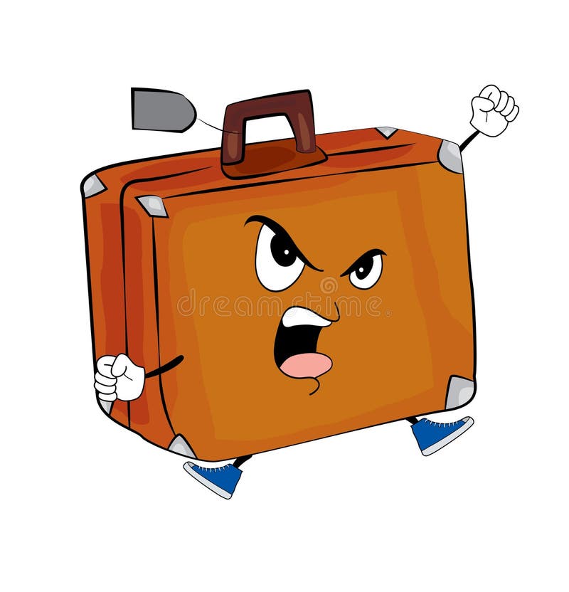 Angry suitcase cartoon stock illustration. Illustration of shouting ...