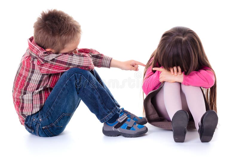 Angry Sulking Children Pointing at Each Other Stock Image - Image of ...