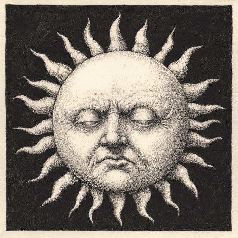 Angry Sun Face Illustration Stock Illustration - Illustration of grumpy ...