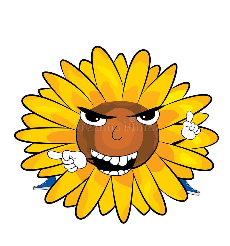 Sad sunflower cartoon stock illustration. Illustration of flower - 44279807