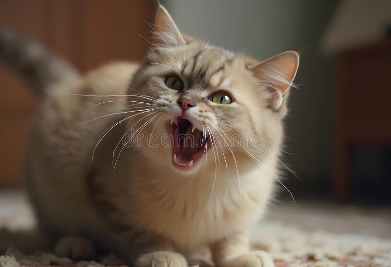 Angry and Surprised Cat with Funny Expression Stock Illustration ...