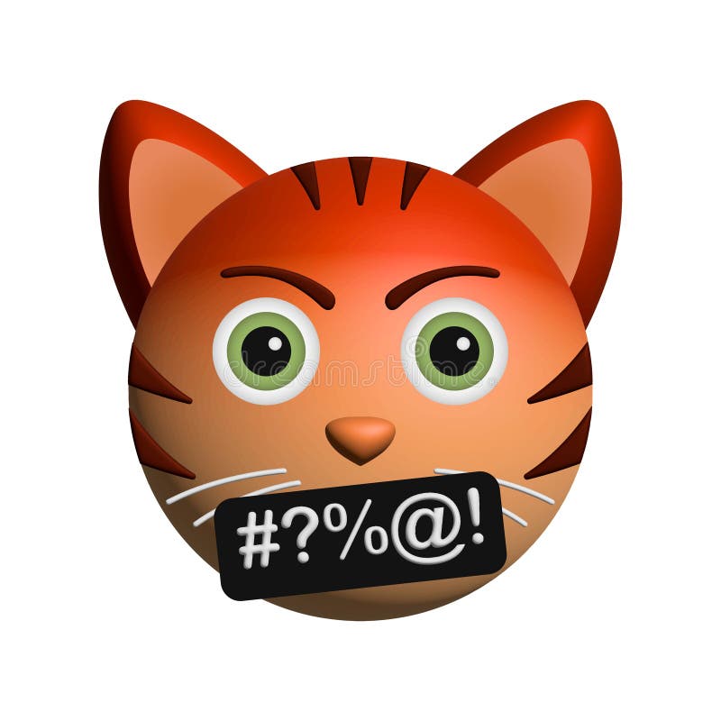 Angry Swearing 3D Orange Cat with Green Eyes Stock Vector ...