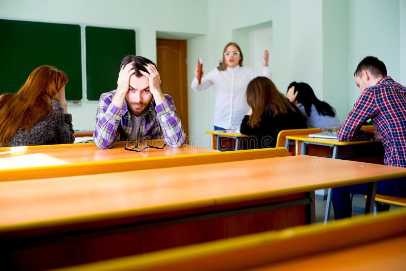 Angry teacher yelling stock image. Image of student, teacher - 92670911