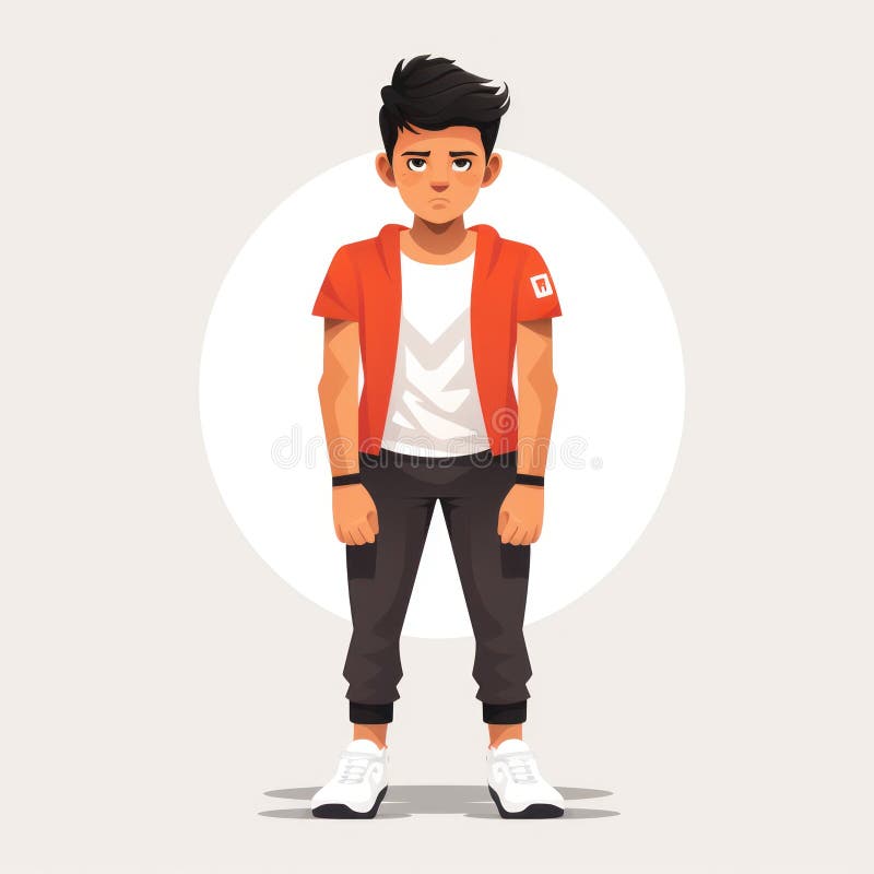 Angry Teen in Flat Minimalistic Animation AI Generated Stock ...