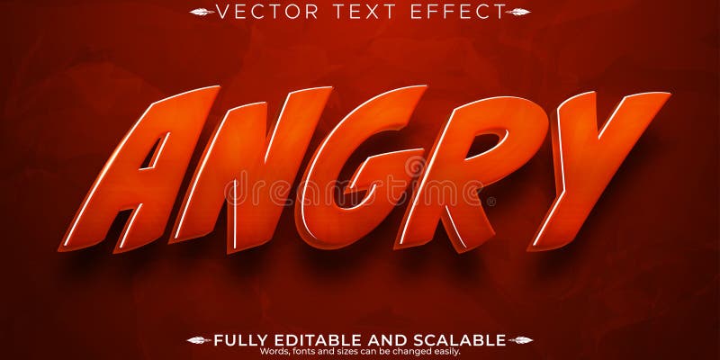 Angry Text Effect, Editable Red and Fire Text Style Stock Vector ...