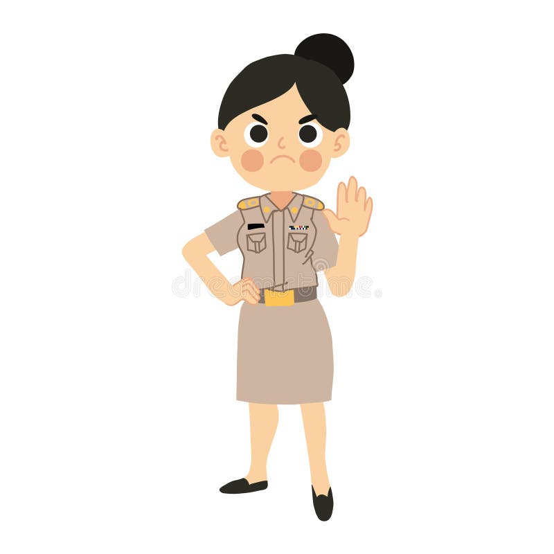 Angry Thai Teacher with No Hand Gesture. Prohibit Concept Stock Vector ...