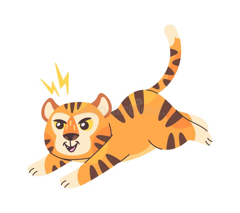 Angry Tiger Character Running Fast Stock Vector - Illustration of ...