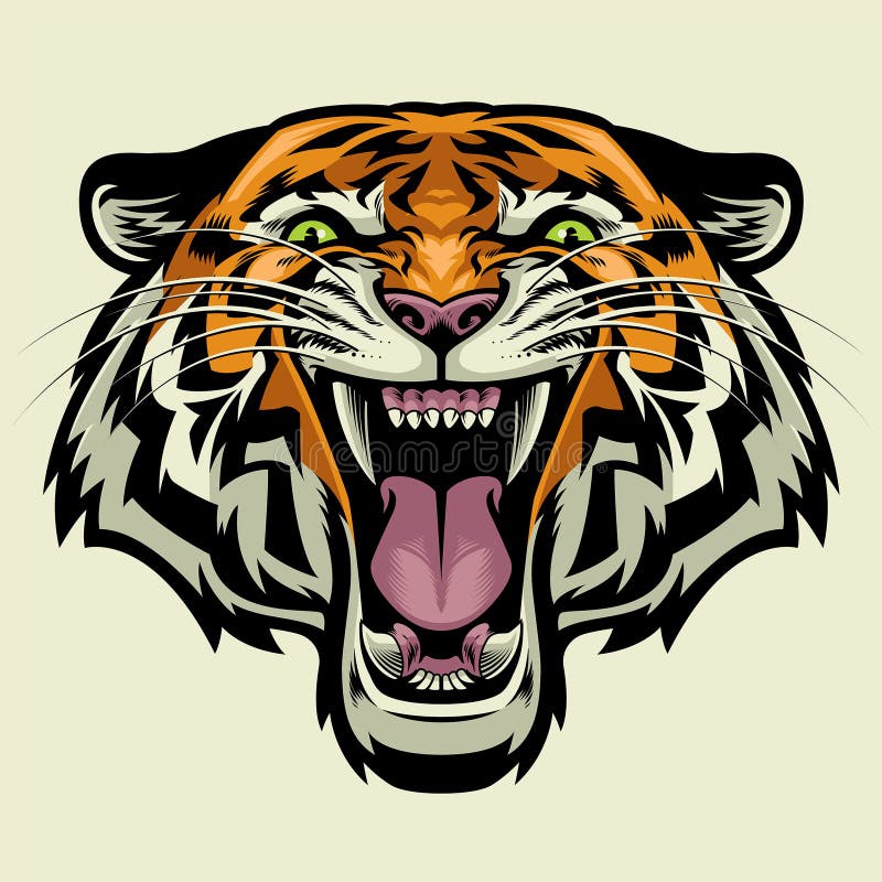 Angry tiger face stock vector. Illustration of power - 70770388