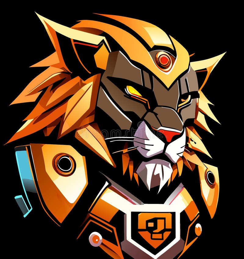 Angry Tiger Robot Head Mascot Logo Design, Illustration Stock ...