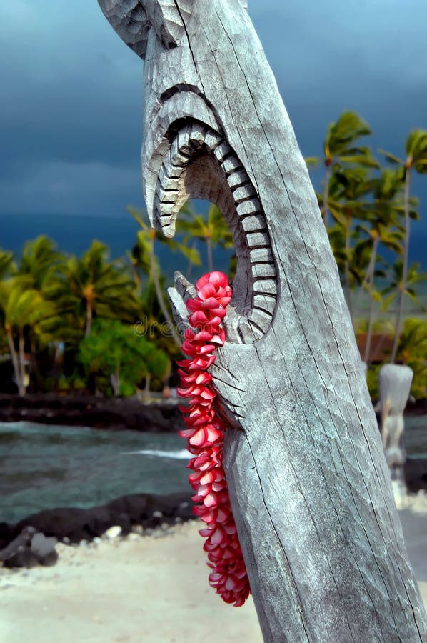 Angry Tiki and Brewing Storm Stock Image - Image of puuhonua, open ...
