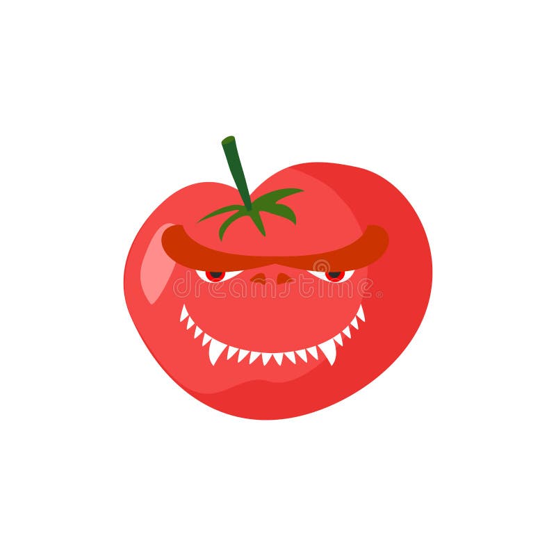 Angry Tomato. Aggressive Red Vegetable Stock Vector - Illustration of ...