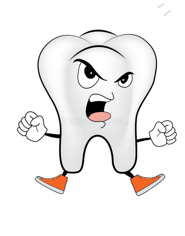Angry tooth cartoon stock illustration. Illustration of cartoon - 43414753
