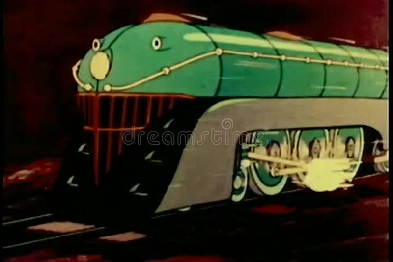 Cartoon of Green Train Blowing Warning Stock Footage - Video of risk ...