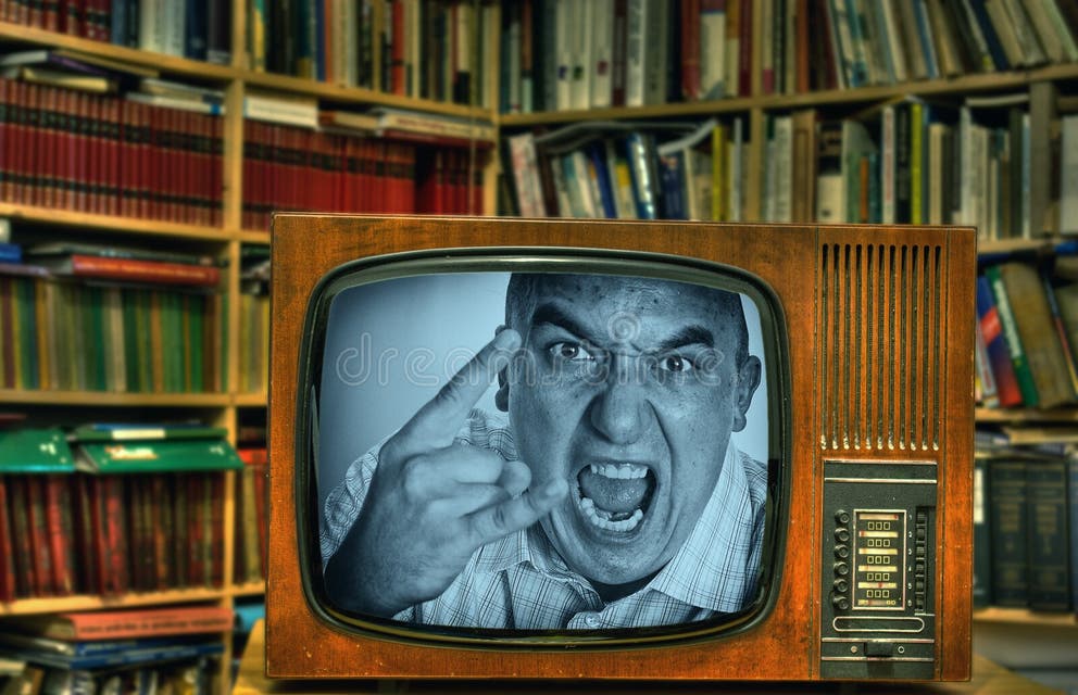 Angry TV-man stock image. Image of entertainment, rage - 26336549