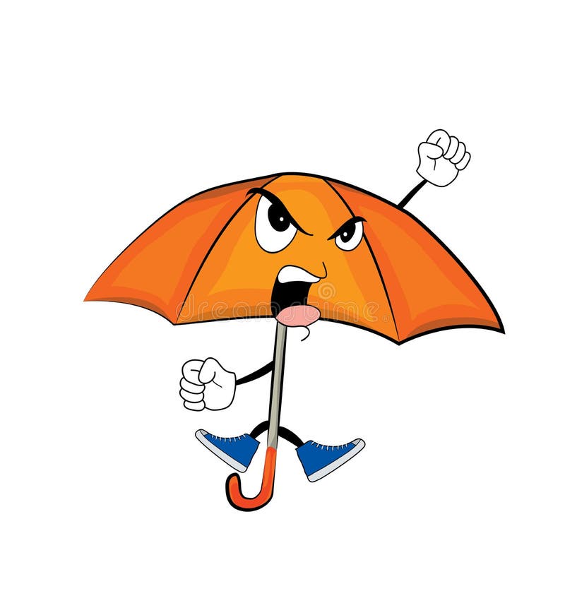 Angry Umbrella cartoon stock illustration. Illustration of agression - 44306632