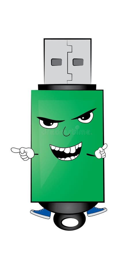 Angry Usb Flash Drive Cartoon Stock Illustration - Illustration of ...