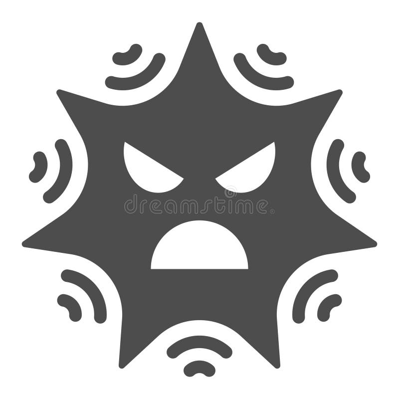 Angry Virus Emoticon Solid Icon, Hacker Attacks Concept. Vector ...
