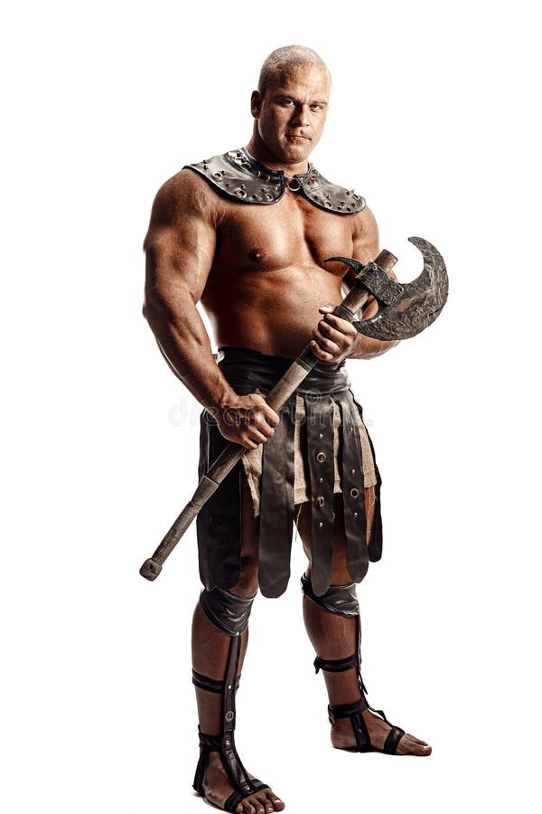 Angry warrior with axe stock image. Image of muscular - 209135803