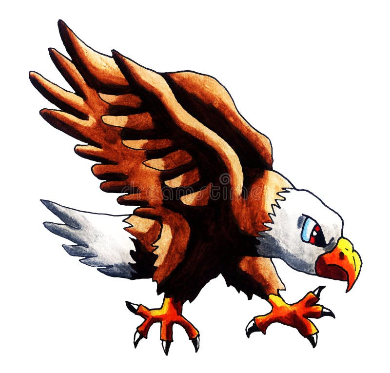 Angry Watercolor Hawk stock illustration. Illustration of claw - 116008112