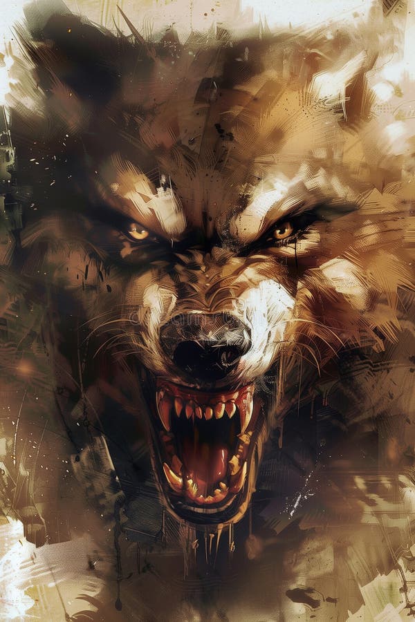 Angry Werewolf Lycan Wolf Creature Poster Art Stock Illustration ...