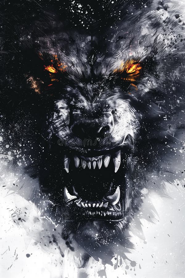 Angry Werewolf Lycan Wolf Poster Art Stock Illustration - Illustration ...