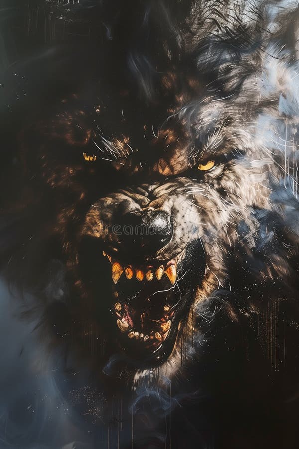 Angry Werewolf Lycan Wolf Poster Art Stock Illustration - Illustration ...