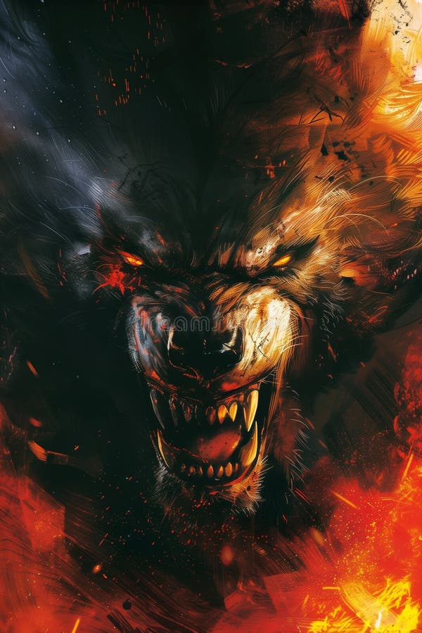 Angry Werewolf Lycan Wolf Poster Art Stock Illustration - Illustration ...
