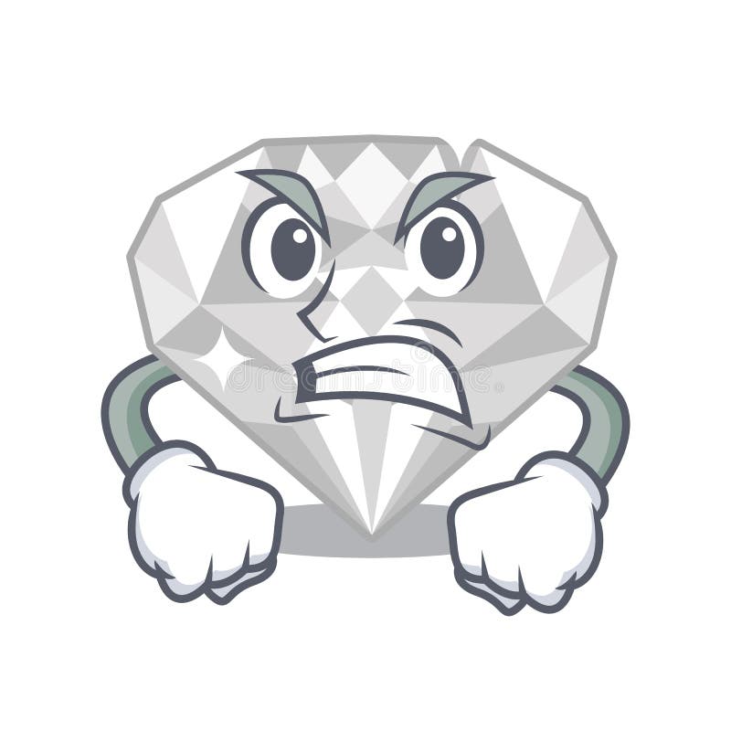 Angry White Diamond Isolated in the Cartoon Stock Vector - Illustration ...