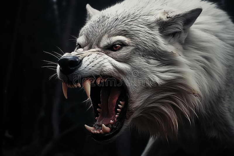 An Angry White Wolf with Its Mouth Open Stock Illustration ...