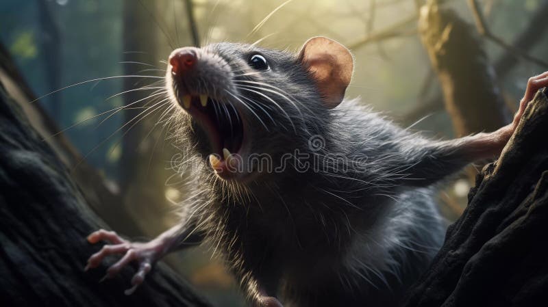 Angry Wild Rat in the Forest Stock Illustration - Illustration of clean ...
