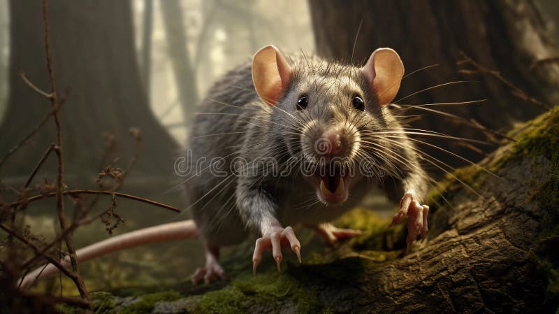 Angry Wild Rat in the Forest Stock Illustration - Illustration of pest ...