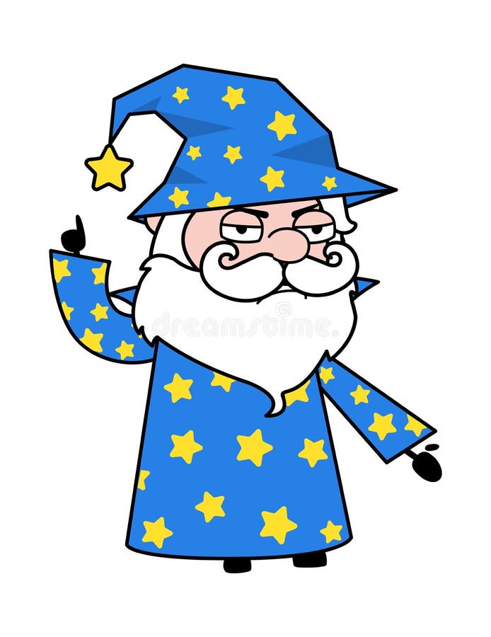 Angry Wizard with Magic Wand Stock Vector - Illustration of magician ...